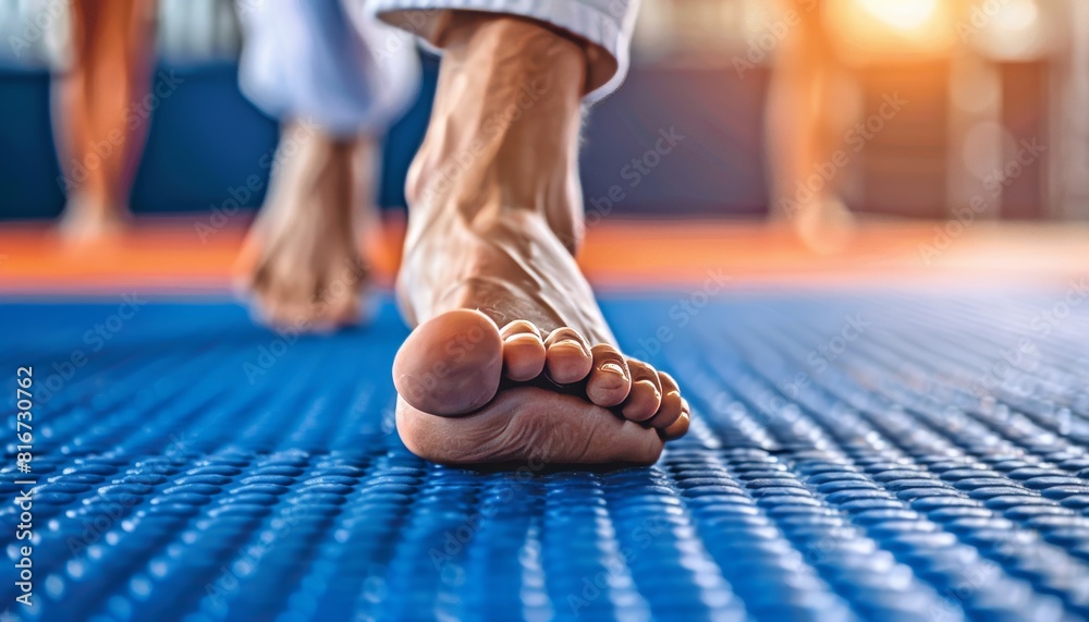 Precision and coordination judoka s feet balancing weight, summer ...