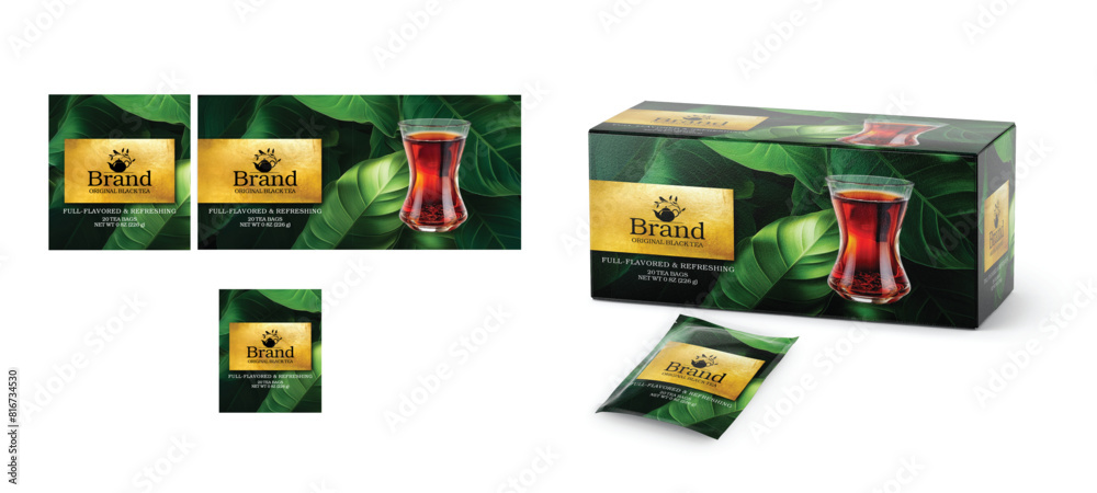 Premium tea packaging design label design Stock Vector | Adobe Stock