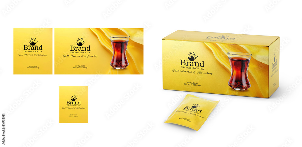 Premium tea packaging design label design Stock Illustration | Adobe Stock
