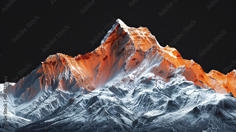 Technical visual mountain 3D LiDAR GIS aerial map, Mount Everest and ... Technical visual mountain 3D LiDAR GIS aerial map, Mount Everest and ...