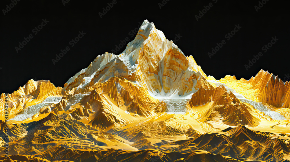 Technical visual illustration, mountain 3D LiDAR GIS aerial map K2 and ...