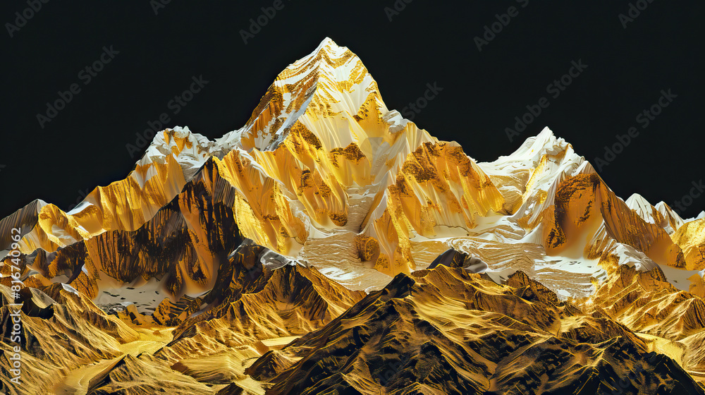 Technical visual illustration, mountain 3D LiDAR GIS aerial map K2 and ...