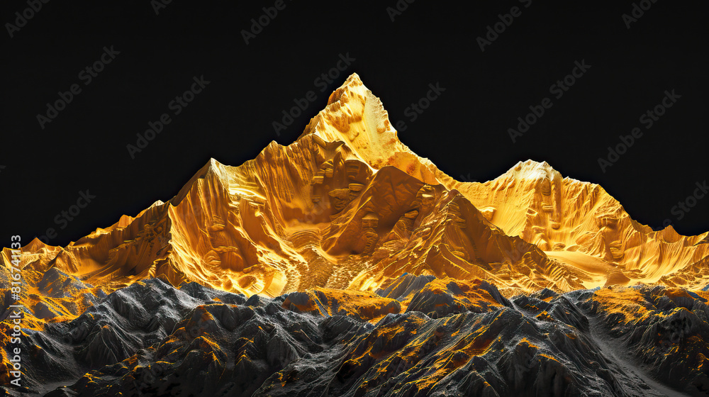 Technical visual illustration, mountain 3D LiDAR GIS aerial map K2 and ...