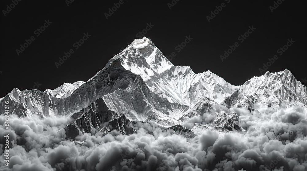 Technical visual mountain 3D LiDAR GIS aerial map, Mount Everest and ...