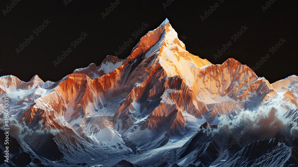 Technical visual illustration, mountain 3D LiDAR GIS aerial map K2 and ...