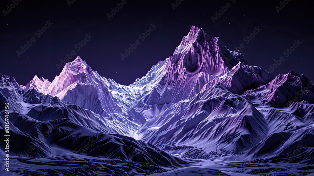 Technical visual mountain 3D LiDAR GIS aerial map, Mount Everest and ...