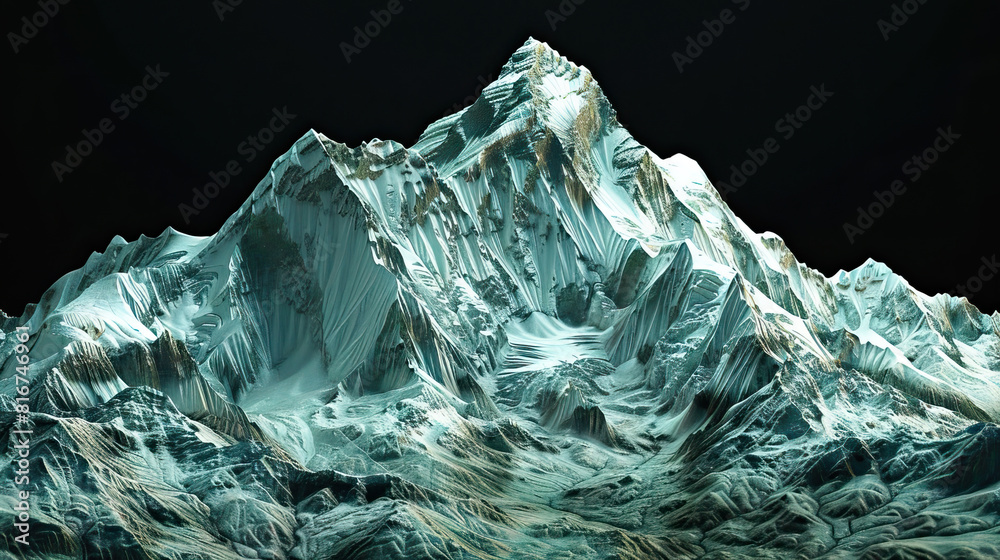 Technical visual mountain 3D LiDAR GIS aerial map, Mount Everest and ...