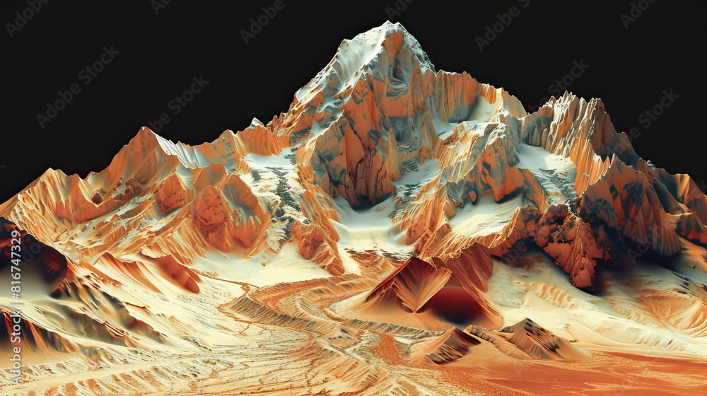 Technical visual mountain 3D LiDAR GIS aerial map, Mount Everest and ...