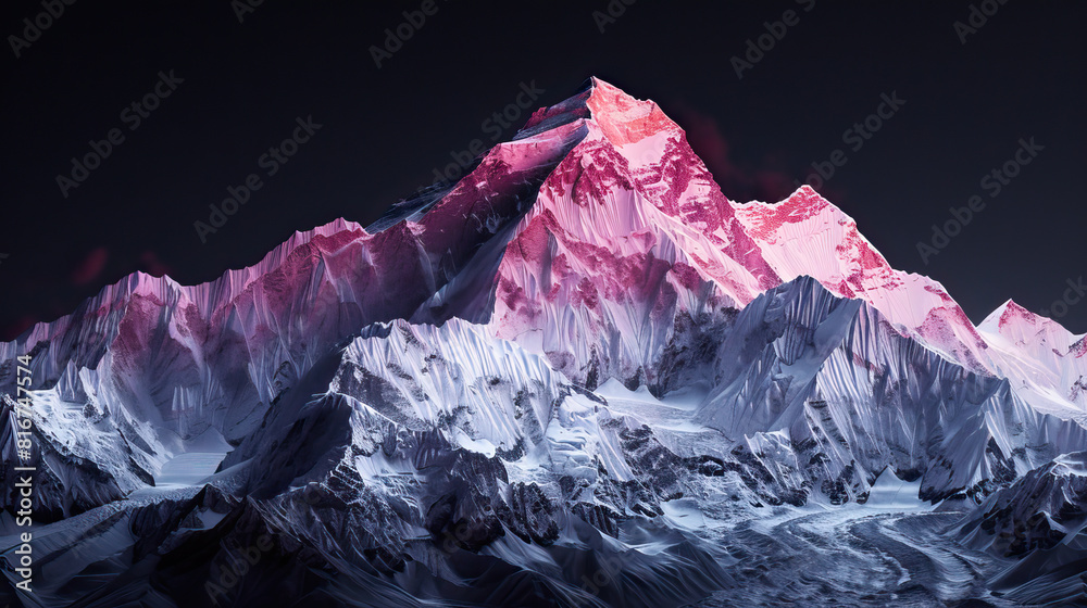 Technical visual mountain 3D LiDAR GIS aerial map, Mount Everest and ...