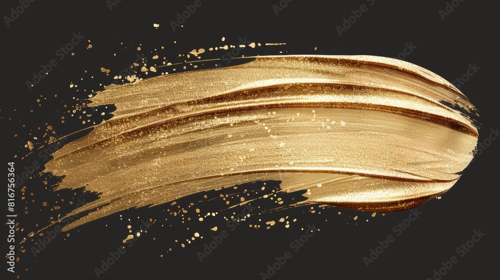 Gold paint brush strokes on transparent background. Luxury cosmetic ...