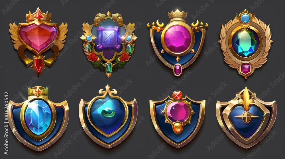UI border design for fantasy game border. Gold metal interface element ...