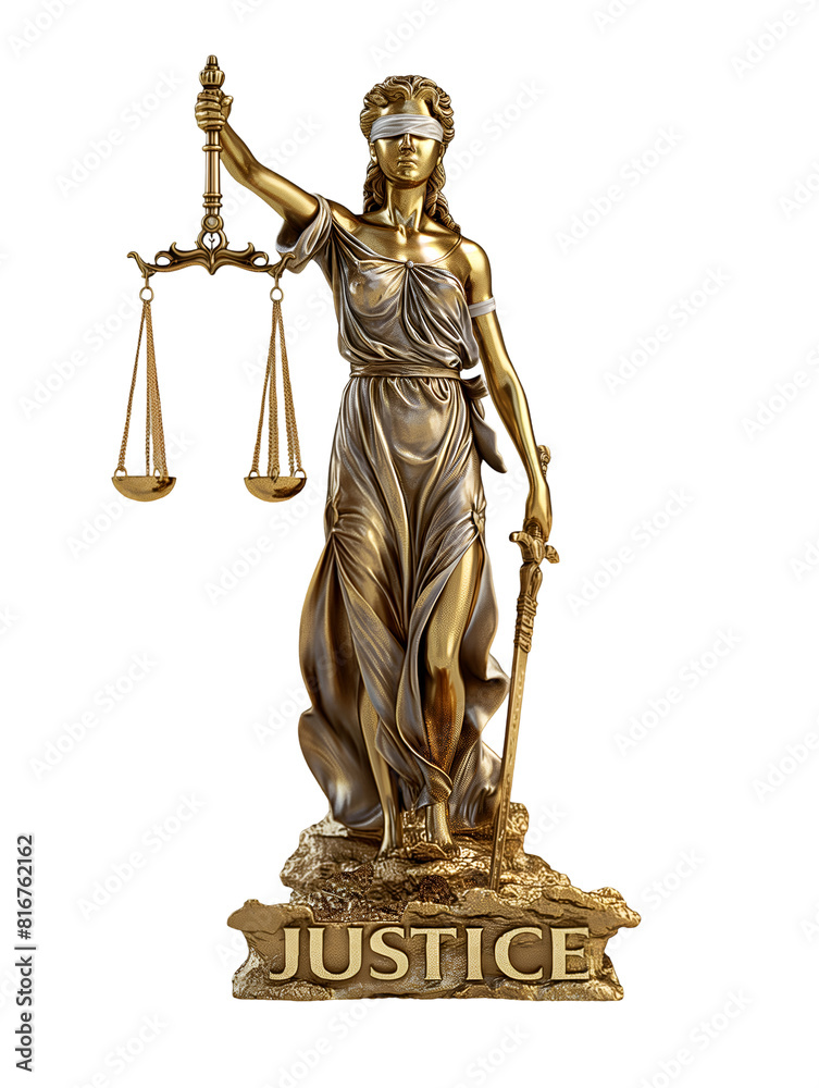 golden lady justice and justice word, Legal and law concept statue of ...