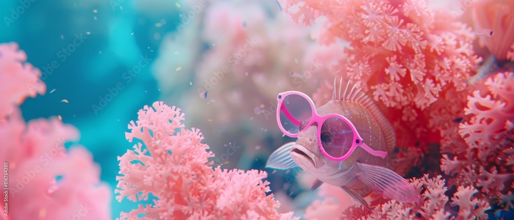 Funny fish animal summer holiday vacation travel photography banner ...