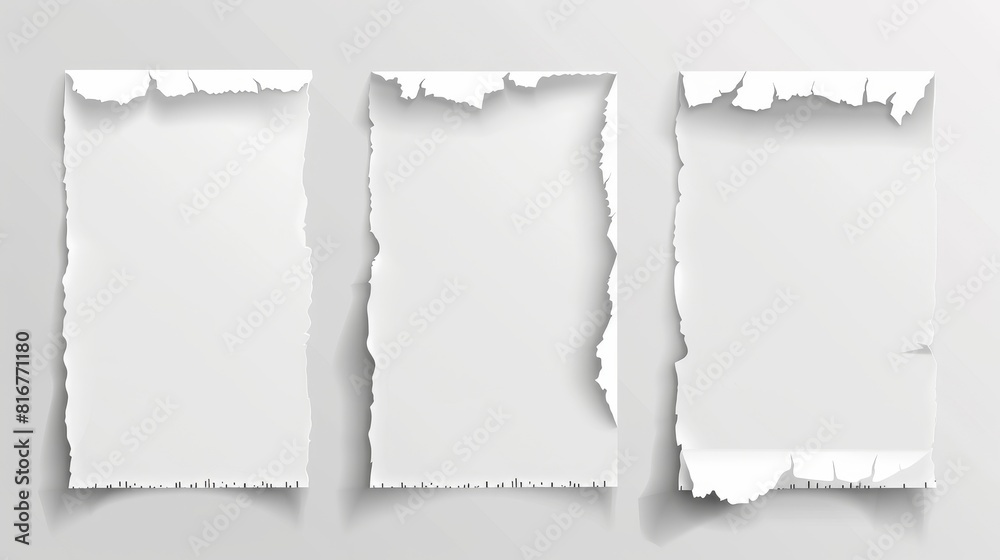 Paper ripped note with shadow on an edge. Notebook border label in an ...