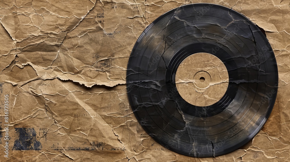 Old grunge vinyl texture with realistic modern illustration mockup on a ...