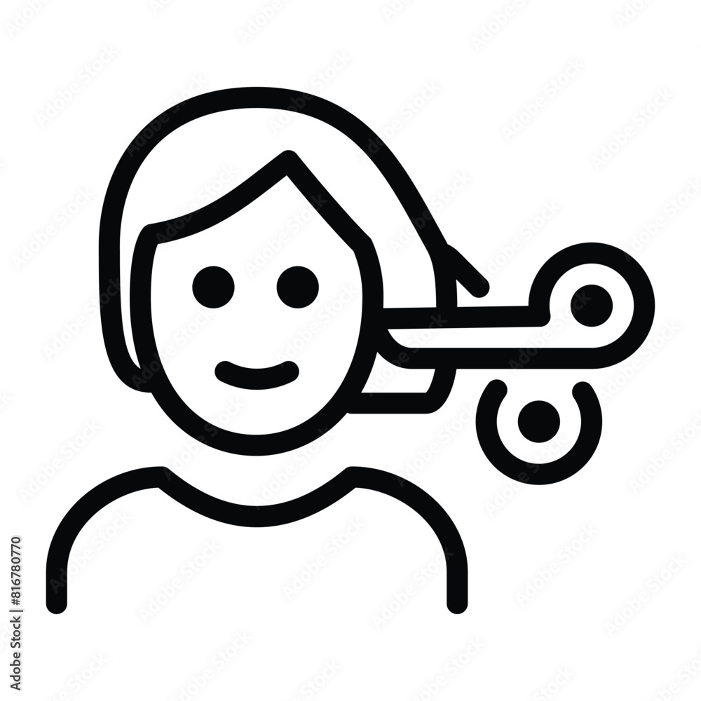 Person Getting Haircut vector icon. Isolated sign person in the process ...