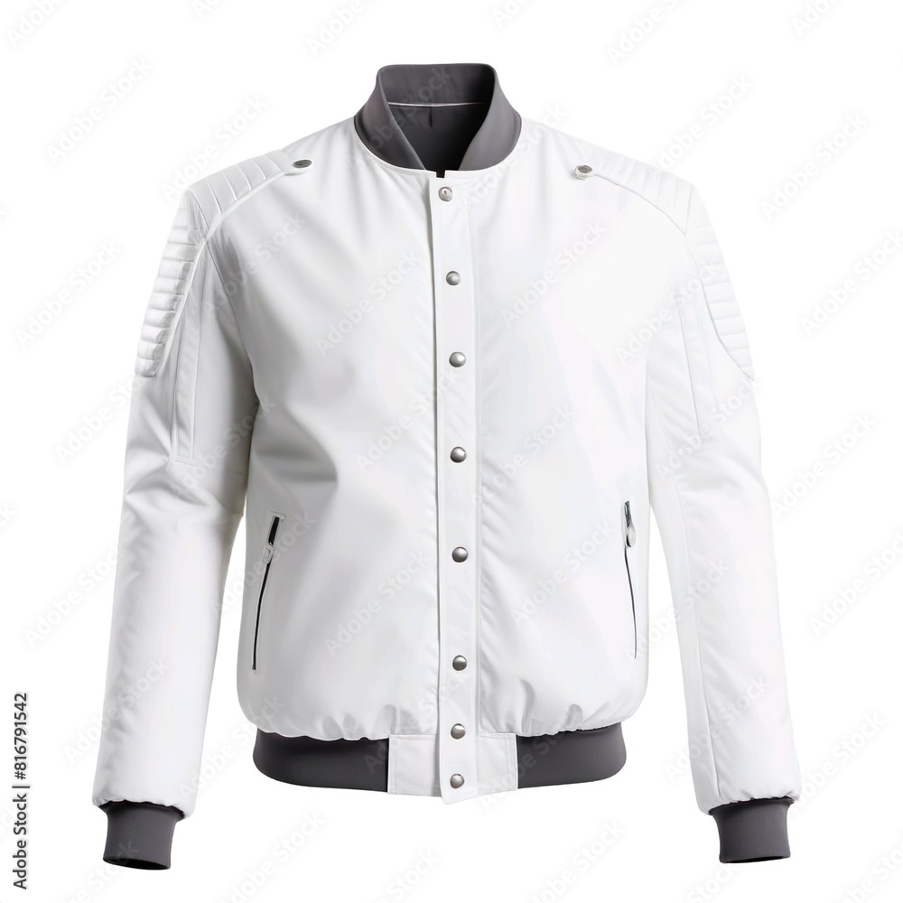 white Blank jacket bomber in front view isolated on white background ...
