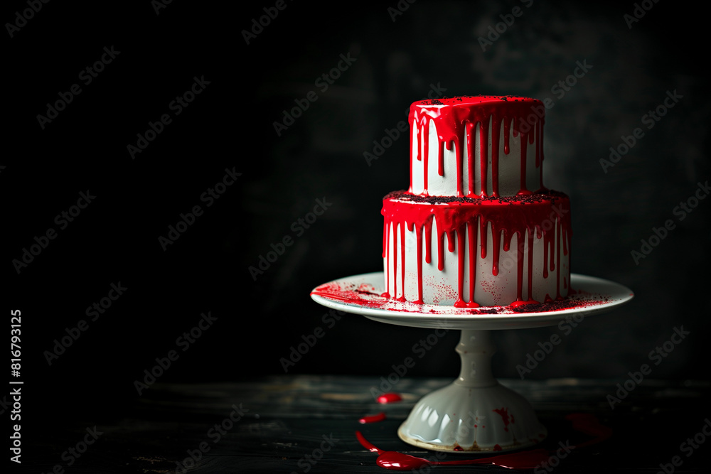 Delicious 2 layer buttercream cake with faux fake red liquid blood ...