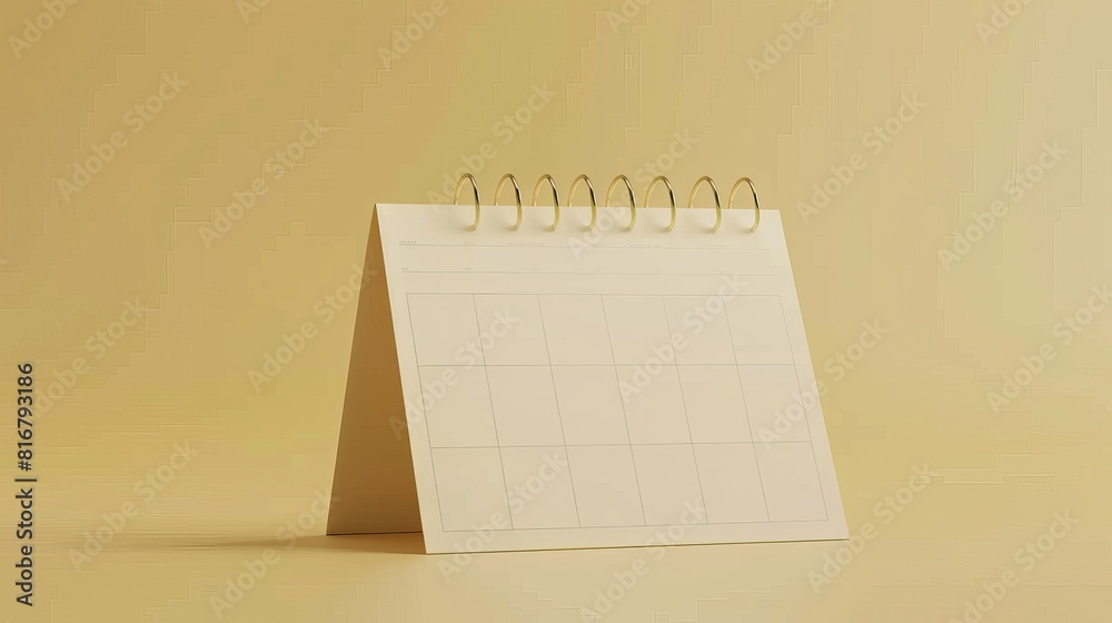 A white blank spiral calendar mock up for a desk calendar. A realistic ...