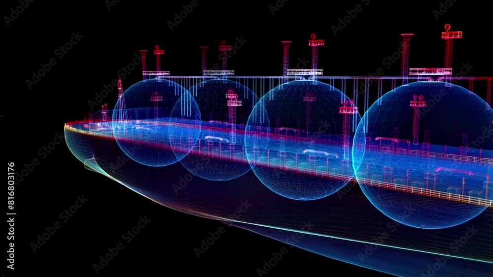 Vidéo Stock Gas carrier LNG. Blue particle and lines form 3d model Gas ...