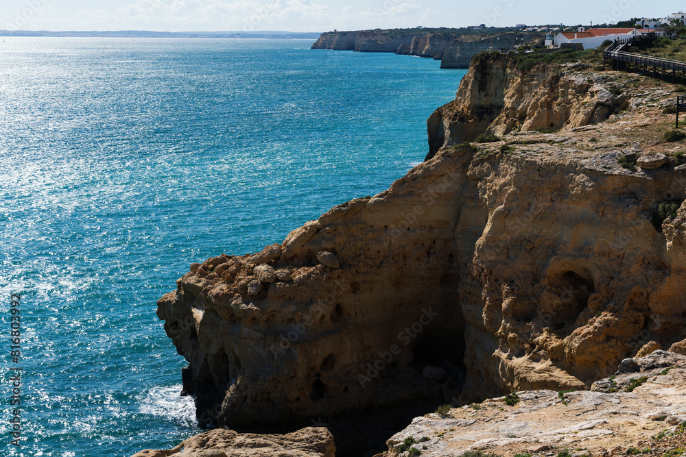 Algar Seco in Carvoeiro. Beautiful Golden Sandstone Rock Formation in ...