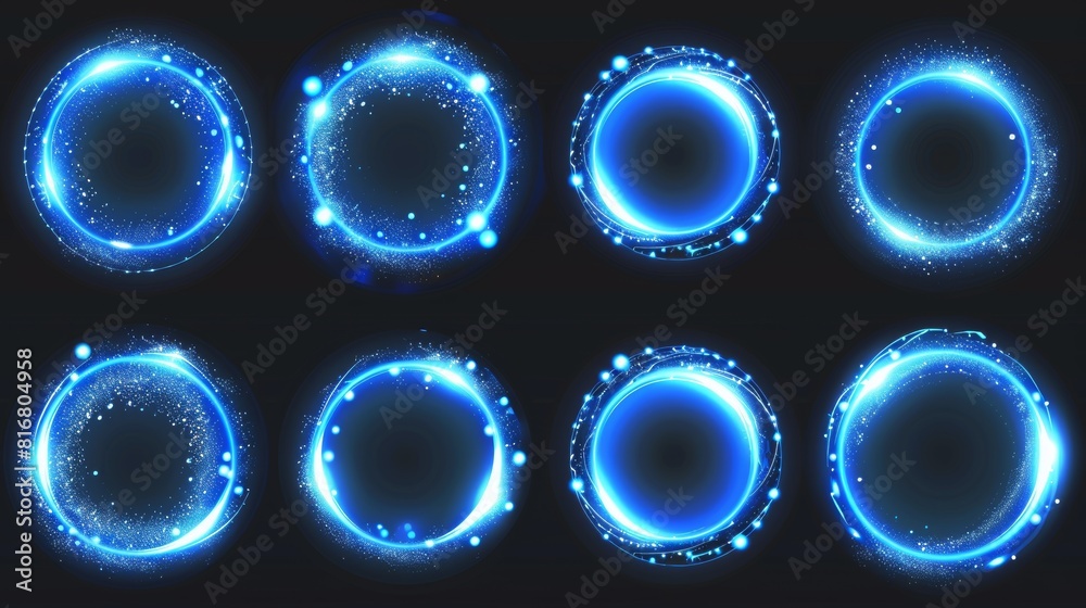 Modern Illustration of a blue circle frame set isolated on a ...