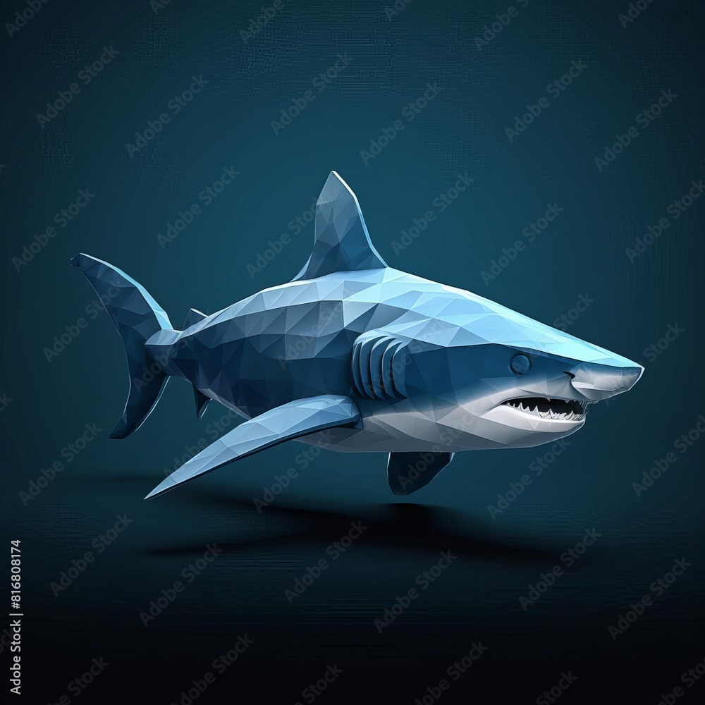 Clean hammerhead shark flat design side view unique silhouette theme 3D ...