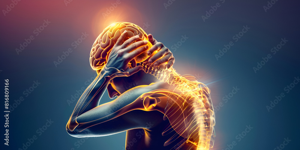 Human brain signal Deep Learning Concept Human head and brain Different ...