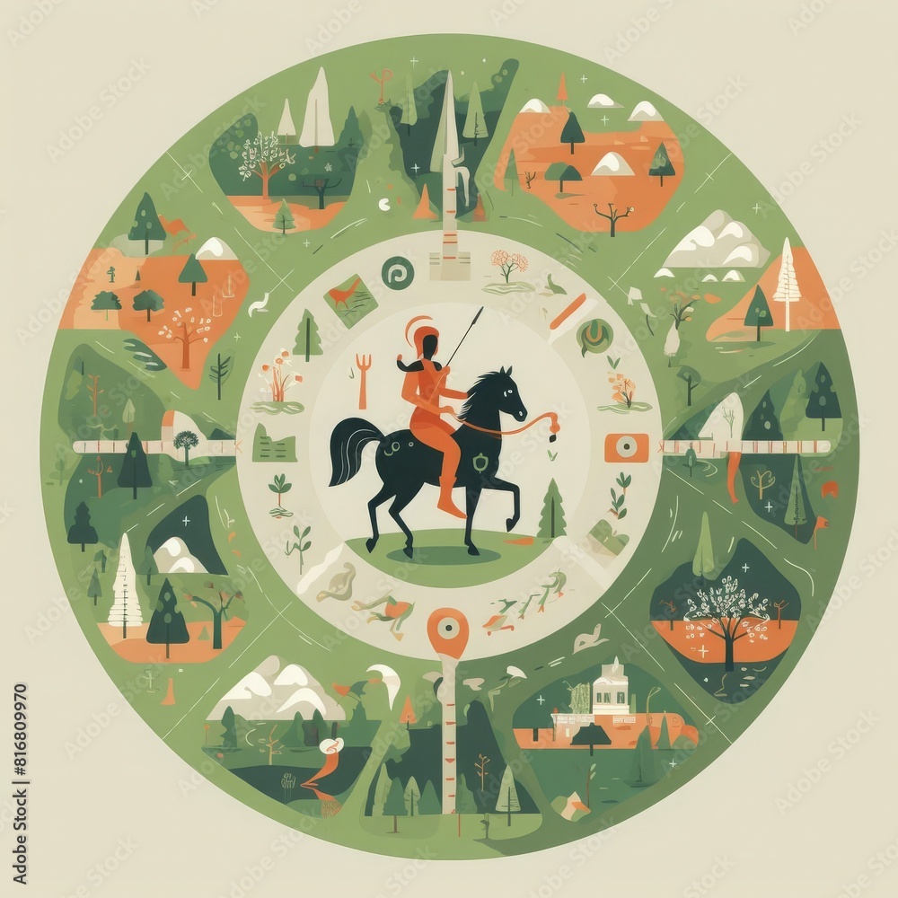 Sparse centaur park rangers flat design top view mythical ...