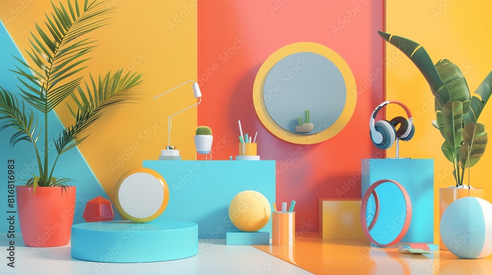 Digital product design flat design, side view, product theme, 3D render ...