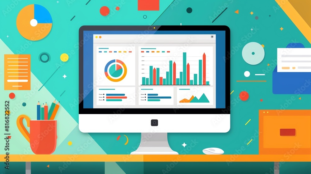 Google Analytics setup flat design, top view, analytics theme ...