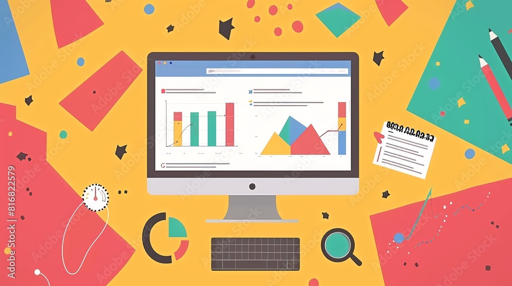 Google Analytics setup flat design, top view, analytics theme ...