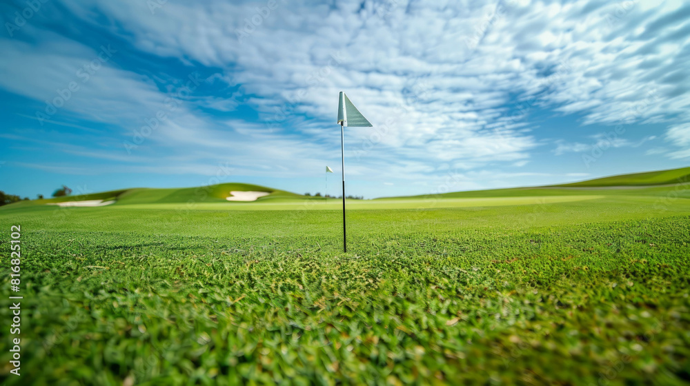Explore the captivating view of a golf course with a low angle shot ...