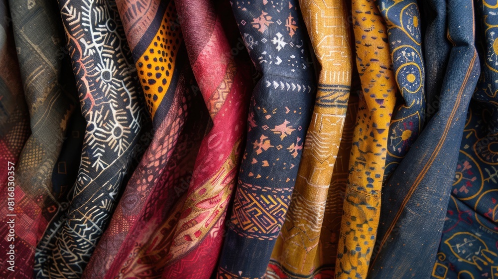 Abstract designs in shirting featuring traditional Ajrakh Ikat block ...