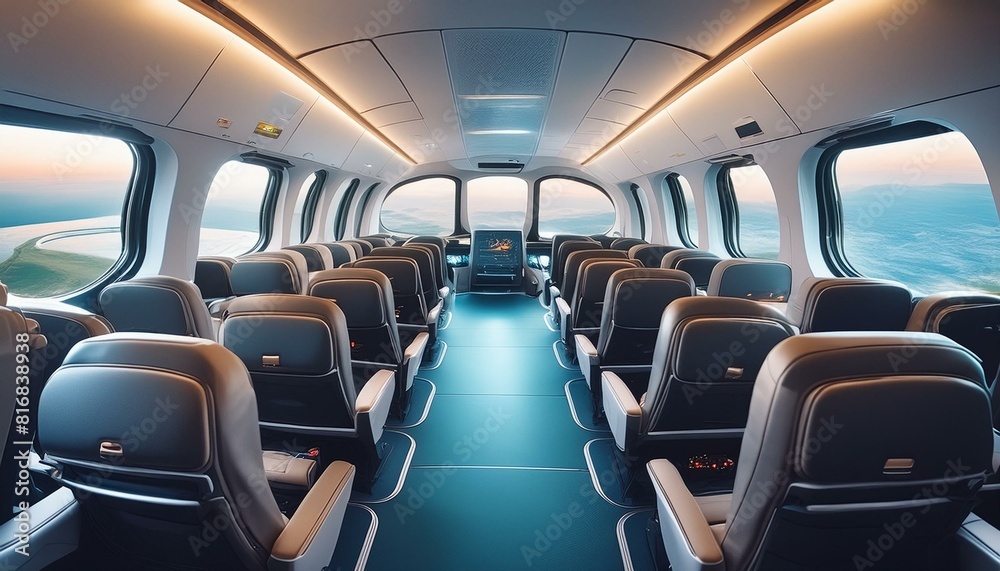 interior of a passenger train interior, train, seat, airplane, inside ...