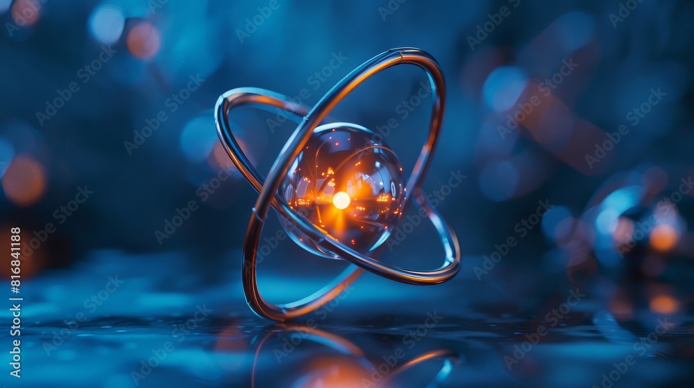 A scientifically accurate model of an atom with a central glow and ...