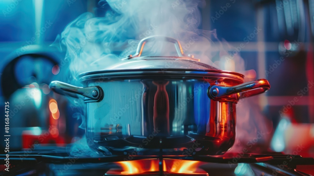Picture of a cooking pot using watercolors to create the image. Stock ...