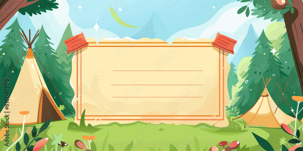 Summer camp certificate template with blank fields, featuring a ...