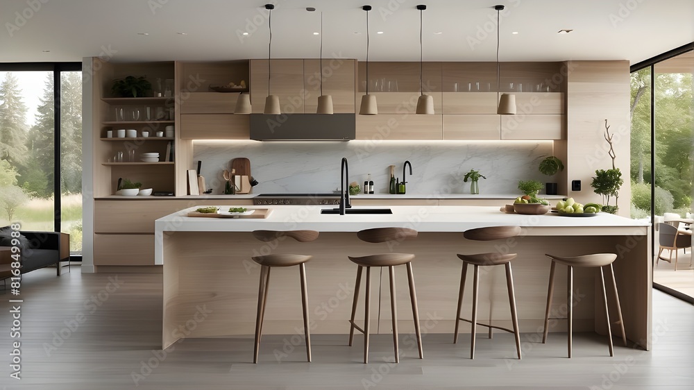 For a seamless and practical design, create a modern kitchen with an ...