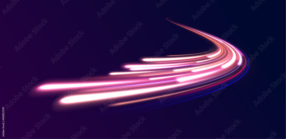 Curved light trail stretched upward. Vector Illustration. Comet with a ...