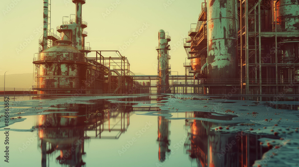Experience an industrial plant in HDR hyper-realism against a clear sky ...
