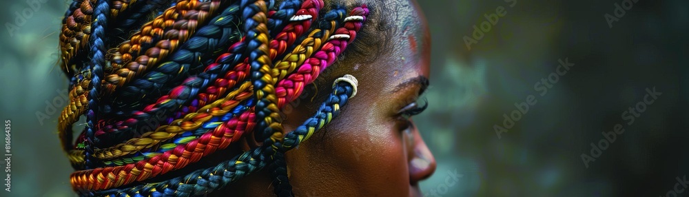 Tri-colored braids interwoven with cowrie shells tell a silent story of ...