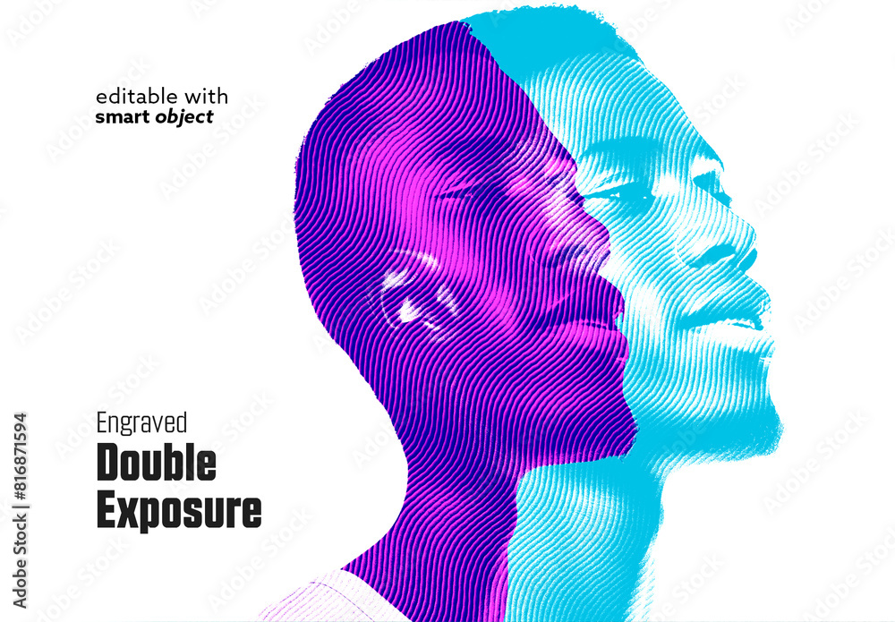 Engraved Double Exposure Effect Stock Template | Adobe Stock