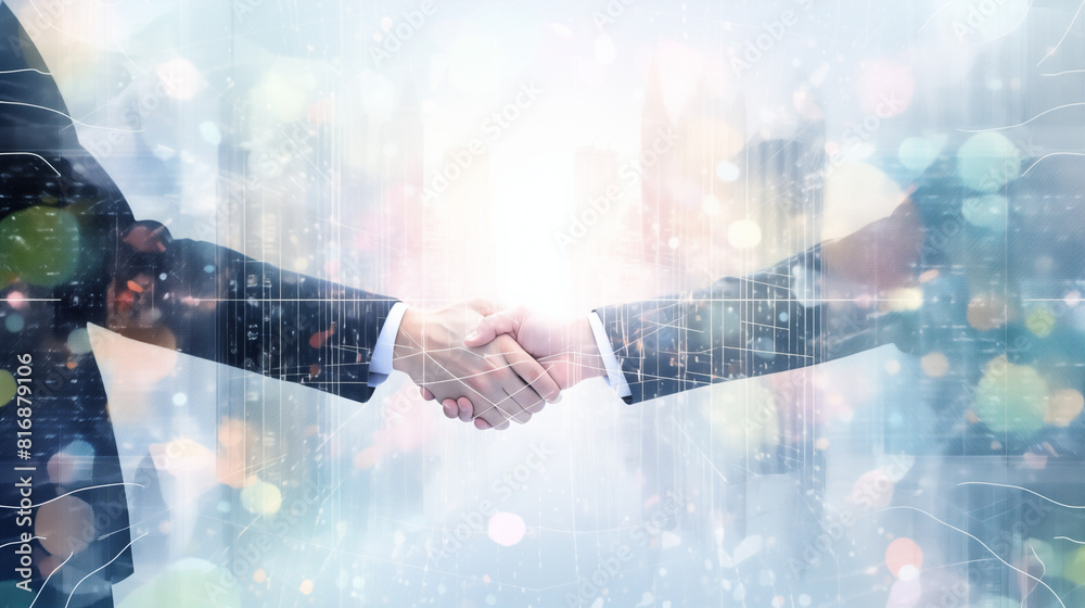 High-Tech Business Partnership Illustrated by Two Professionals Shaking ...