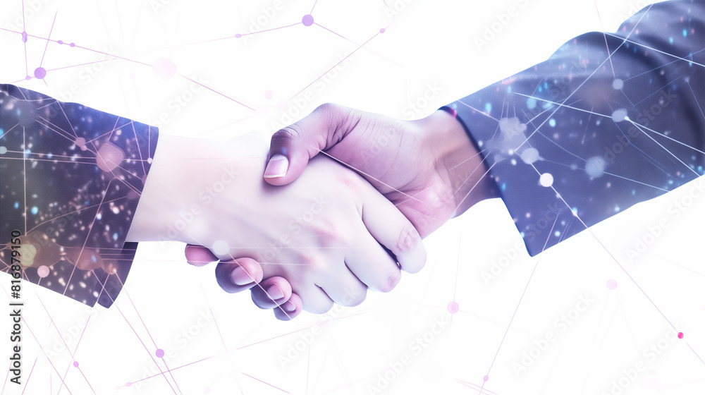 High-Tech Business Partnership Illustrated by Two Professionals Shaking ...