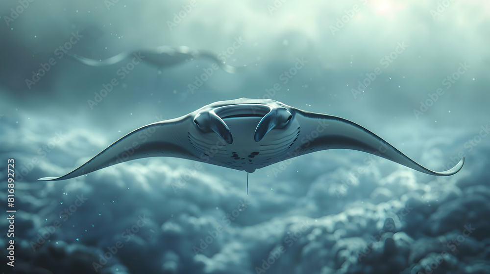 Majestic Close Up: Manta Ray Gliding in Water Photo Realistic ...