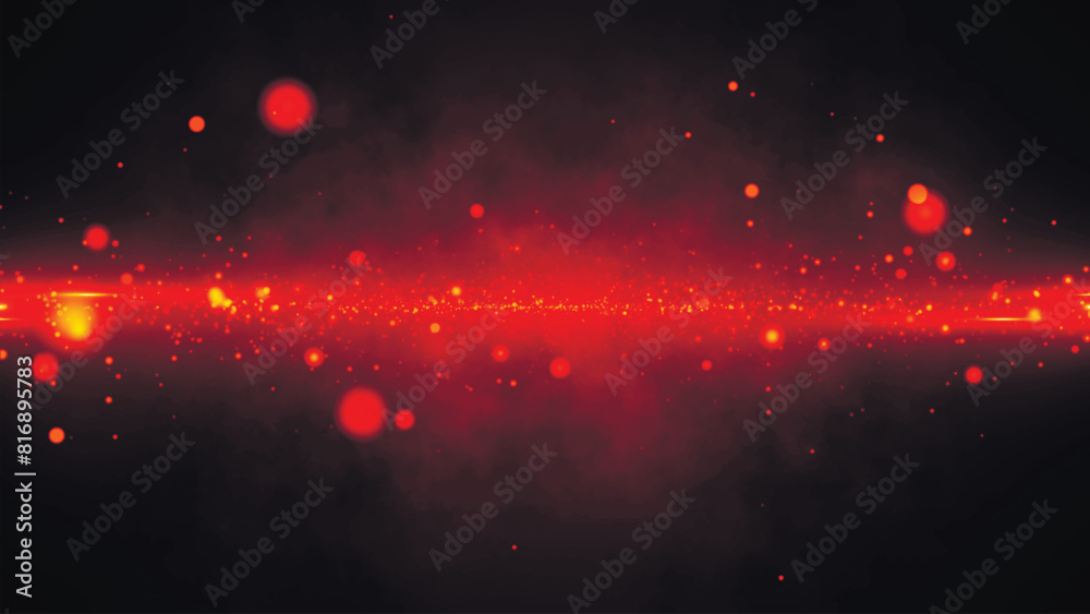 Abstract particle movement on a neon red background. Animation of fast ...