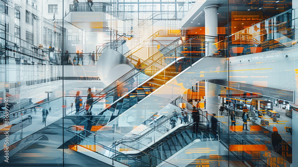 "Stock exchange chaos artistically merged with a cantilever staircase ...