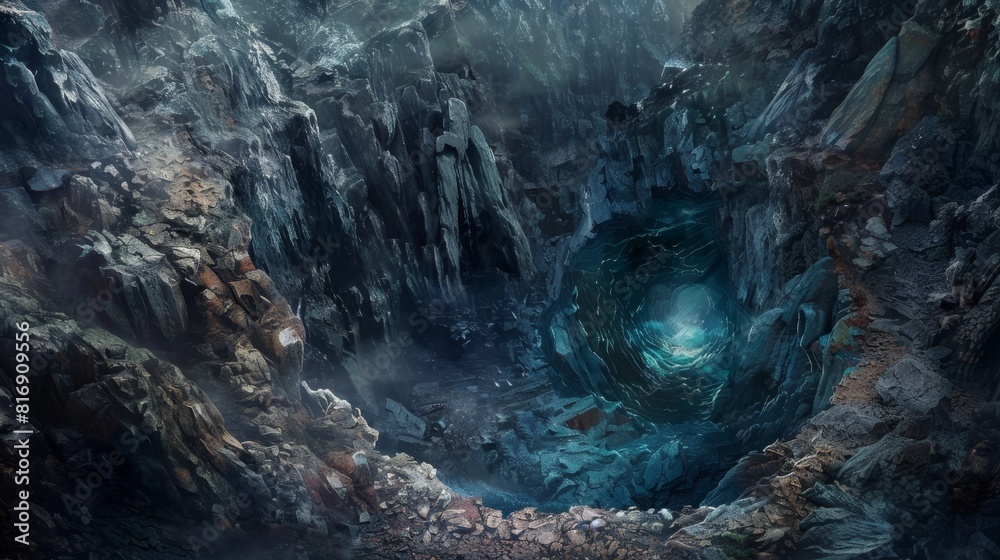 Subterranean cavern with ethereal light - A captivating illustration of ...