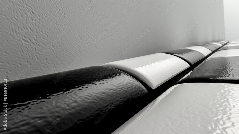 a realistic photo of a vintage style black and white clean and shiny ...